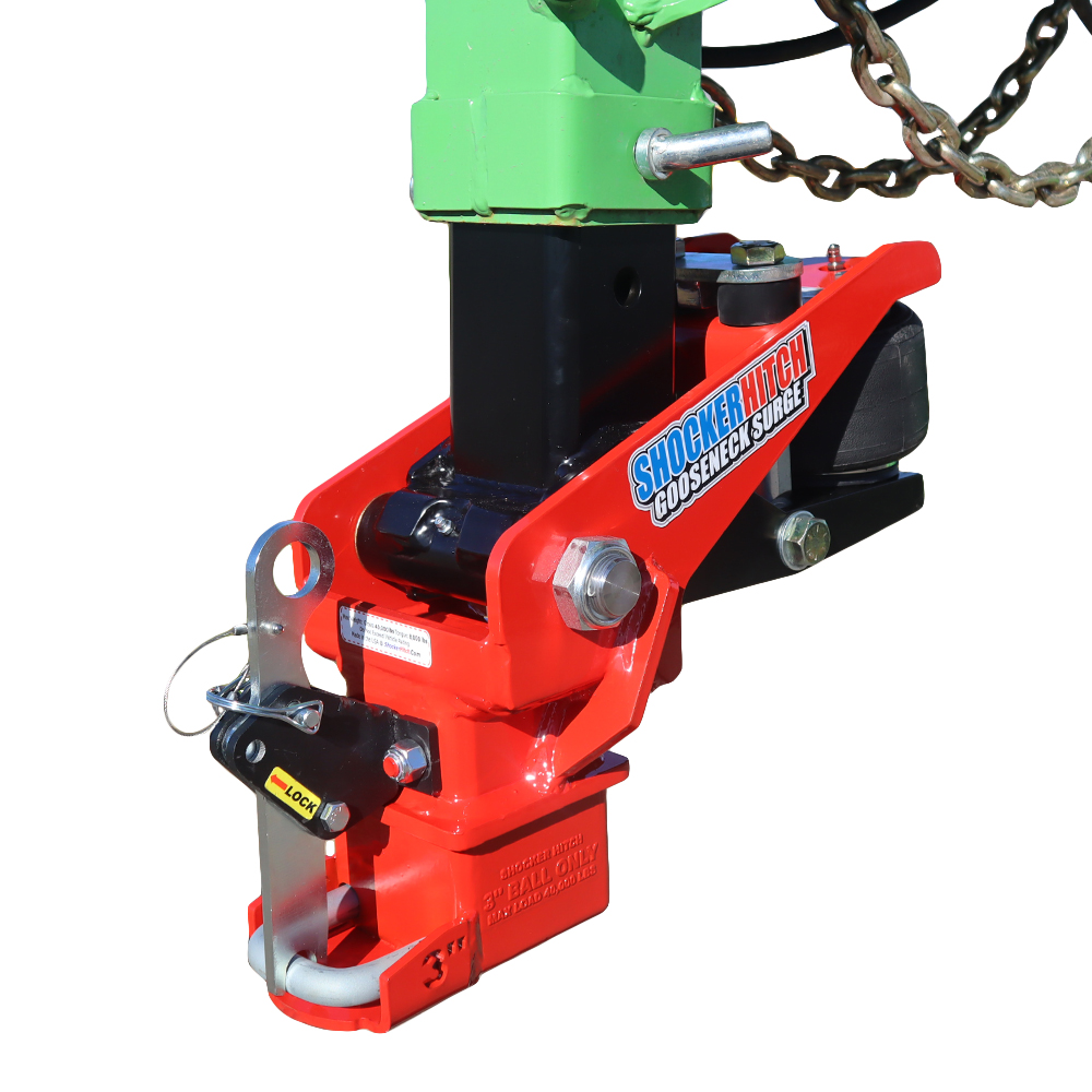 Shocker 40K Gooseneck Surge Air Hitch & Shift Lock Coupler for 3″ Ball